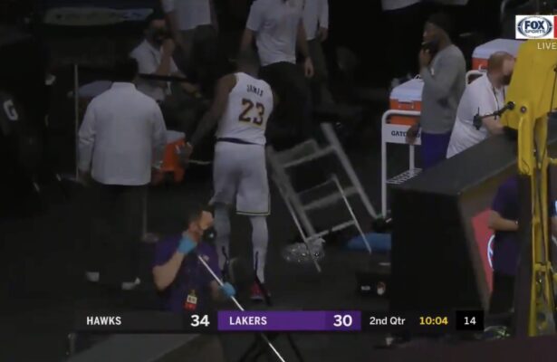 Video: Pissed off LeBron James exits Lakers game with injury and flips ...